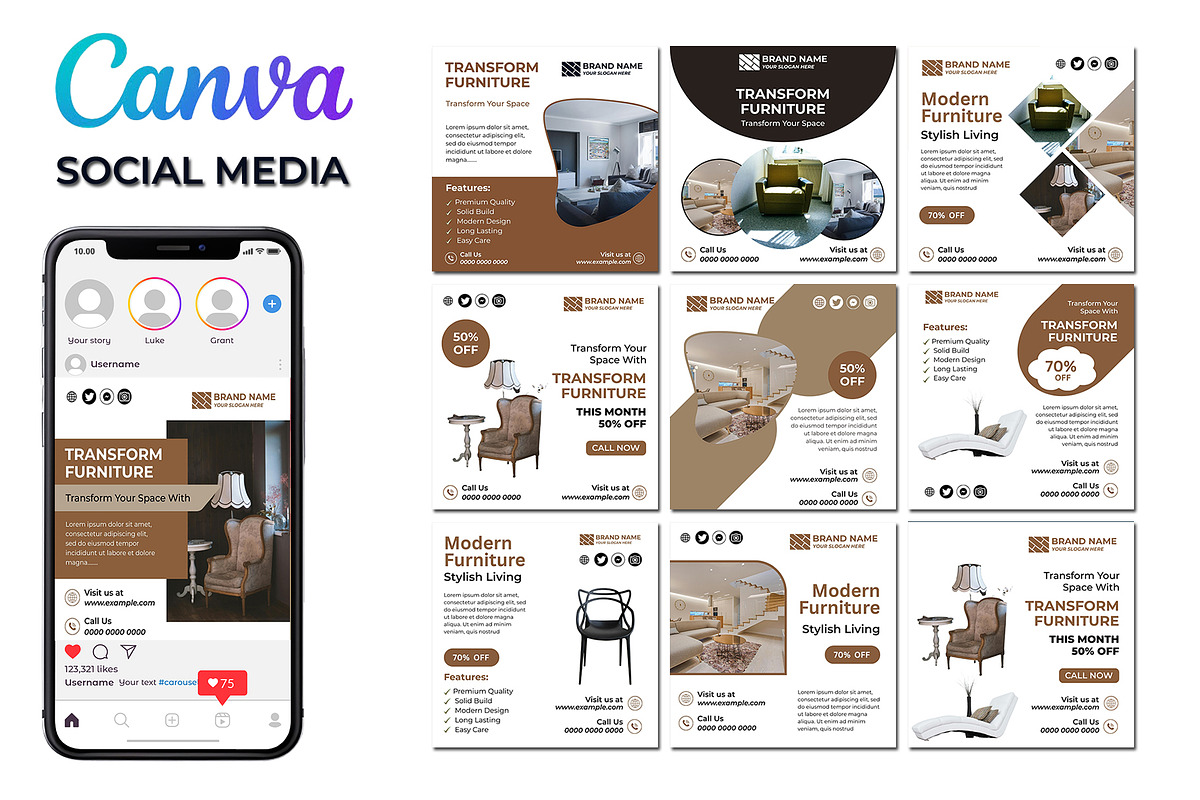 Furniture Instagram 100 Posts Canva