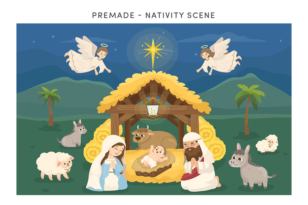 Christmas Nativity Vector, an Object Graphic by DesignerCandies