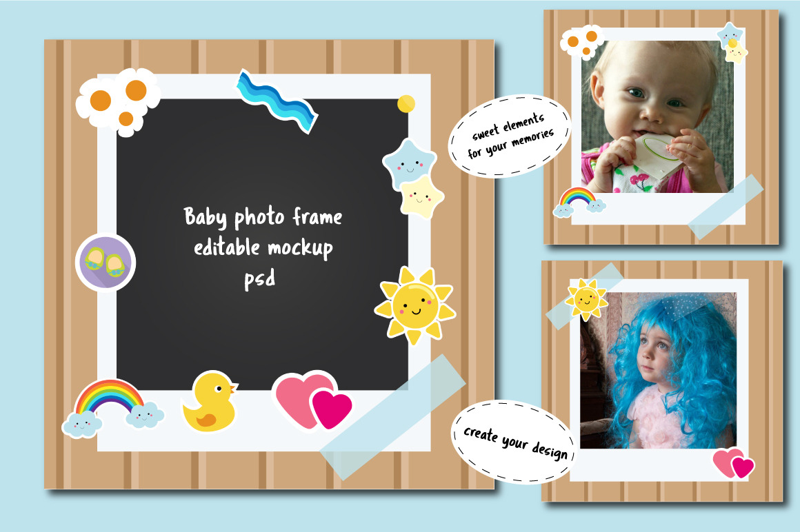 Baby photo frame editable mockup psd | Print Templates ~ Creative Market