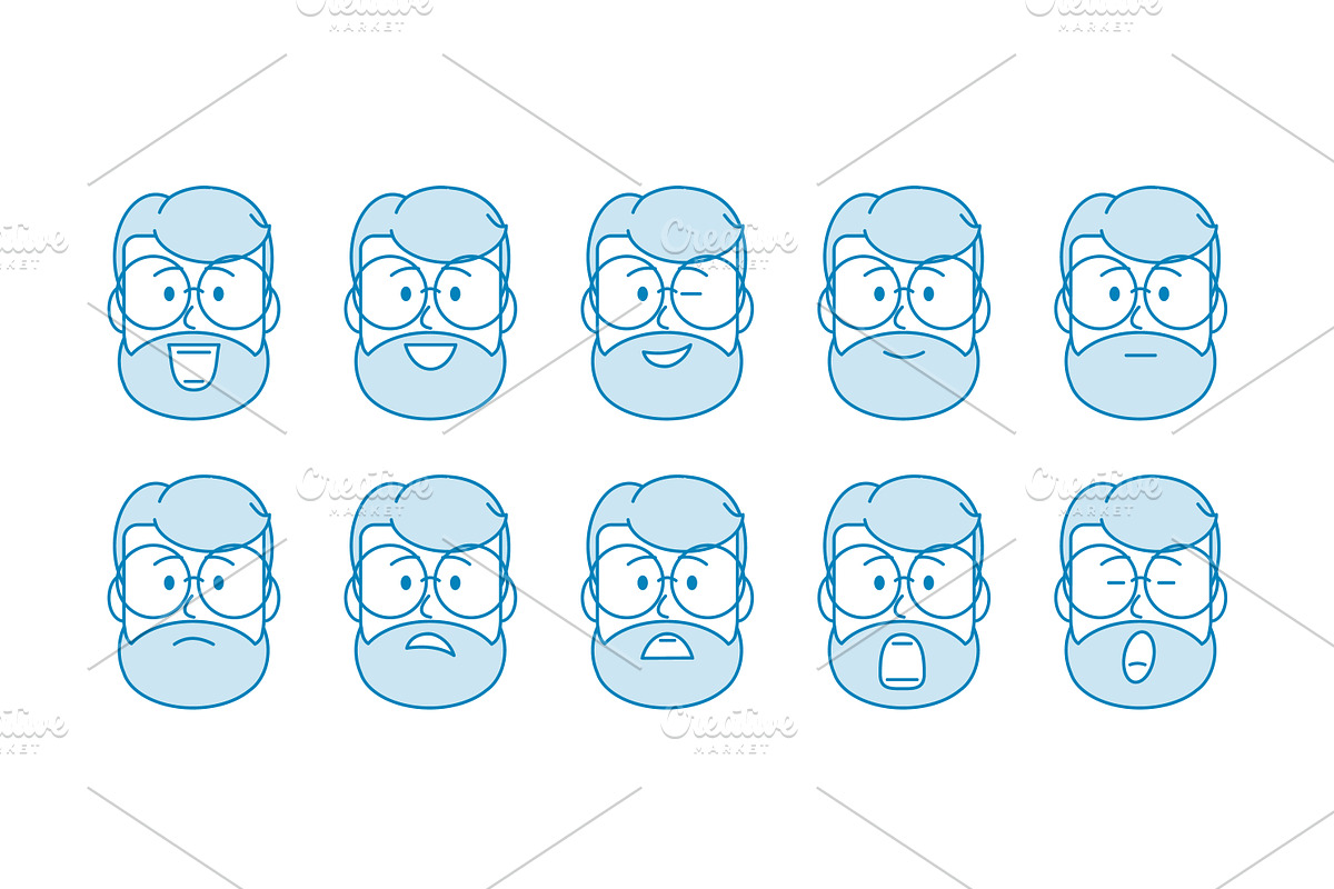 Line Set of people icons. Male fase, an Emoji Icon by Sunny | Creative ...