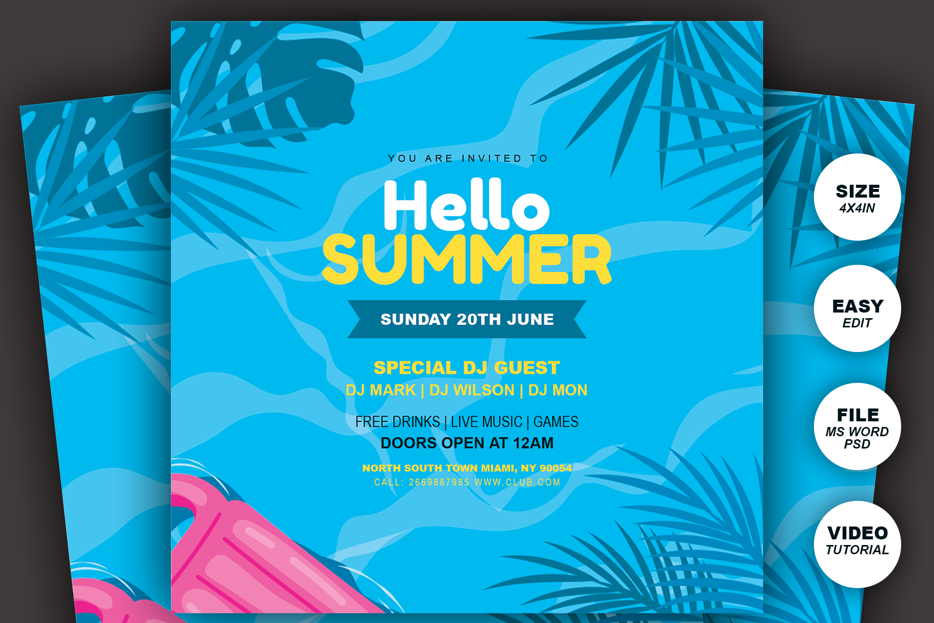 Hello Summer Invite Flyer Template | Creative Market