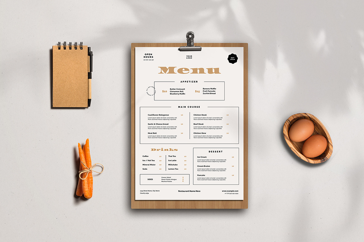 Simple Food Menu, a Flyer Template by VectorVactory