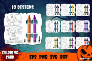 Halloween Coloring Card Svg Bundle, an Illustration by svgocean