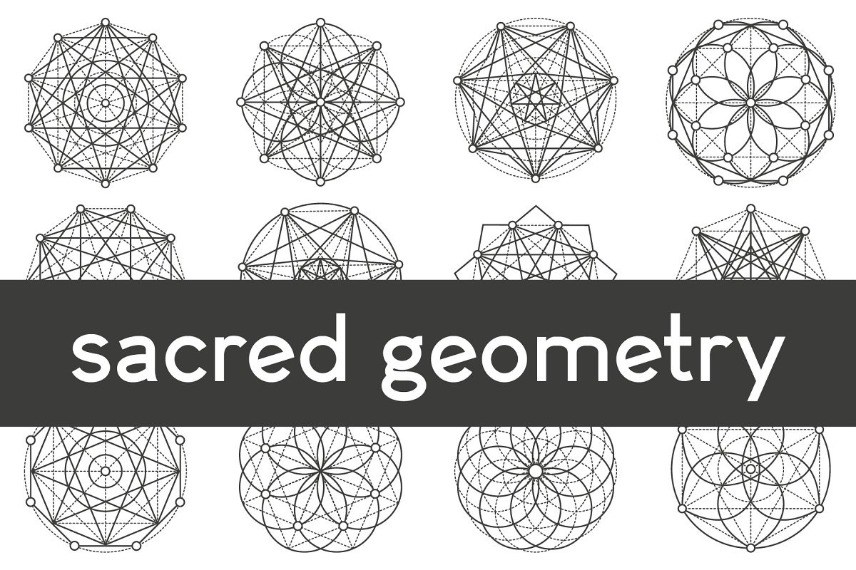 12 sacred geometry symbols, an Illustration by pixelwerk