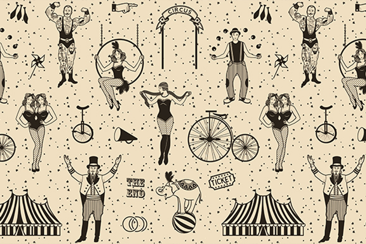 Vintage Circus Ticket + pattern, a Texture Illustration by Moloko88