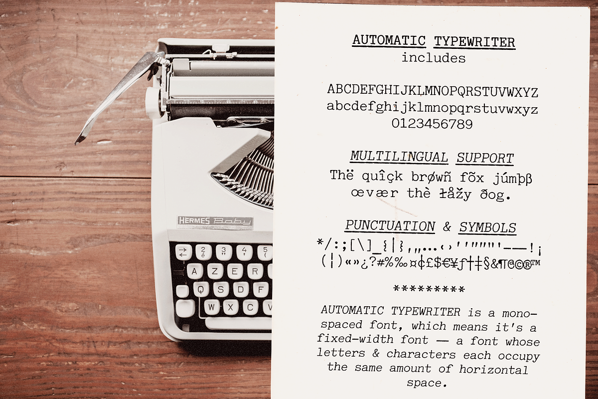 Automatic Typewriter Font and Extras, a Serif Font by Ana's Fonts