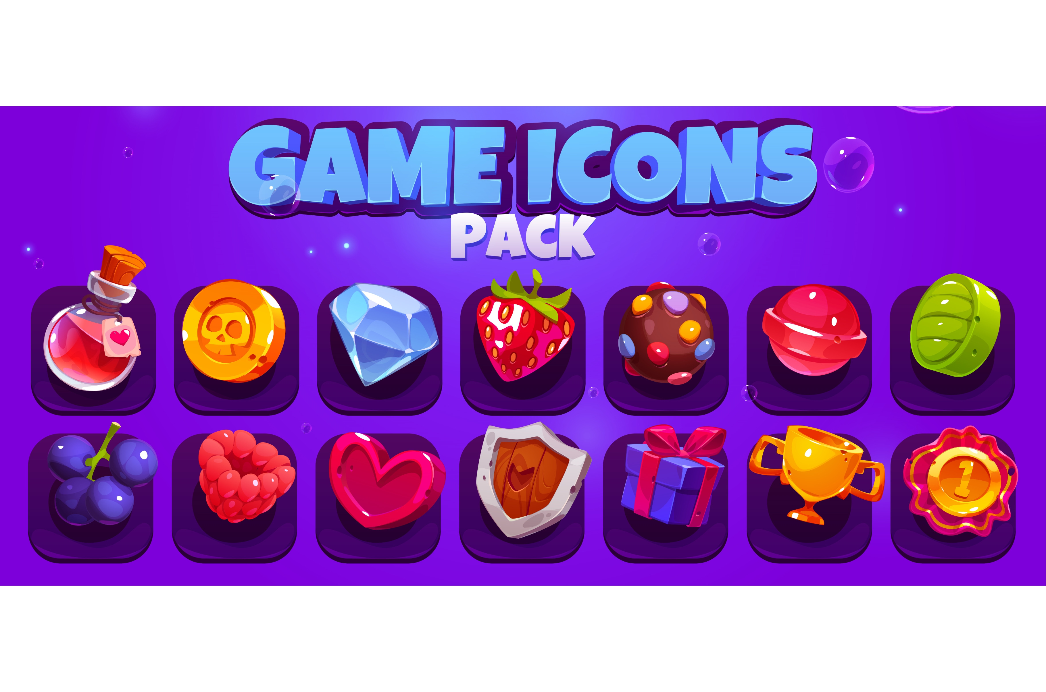 Game icons pack with potion, gold, an Object Graphic by art PVP - market