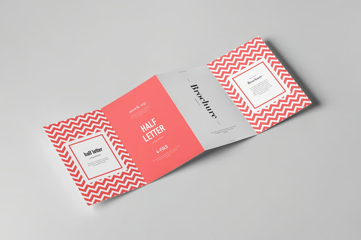 4-Fold Half Letter Brochure Mockup
