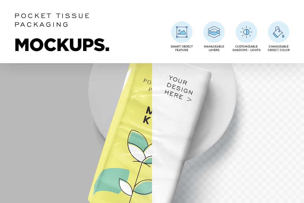 Pocket Tissue Packet Mockups, a Packaging Mockup by DesignNeutrons