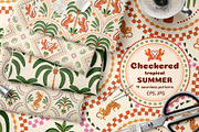 Checkered tropical summer pattern set