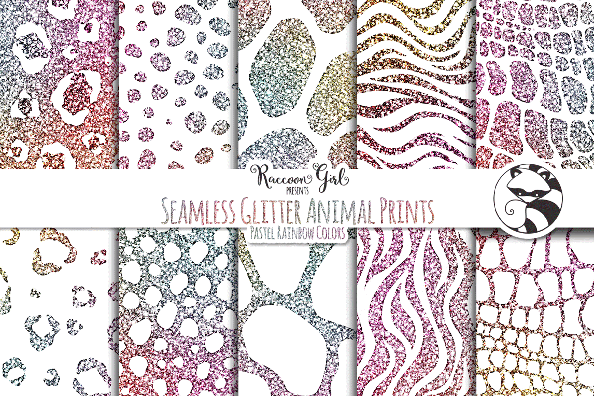 Seamless Glitter Animal Prints pr, a Pattern Graphic by RaccoonGirl Design