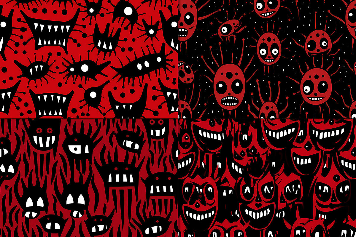 20 Seamless Red and Black Horror Set, a Pattern Graphic by Nordic Design