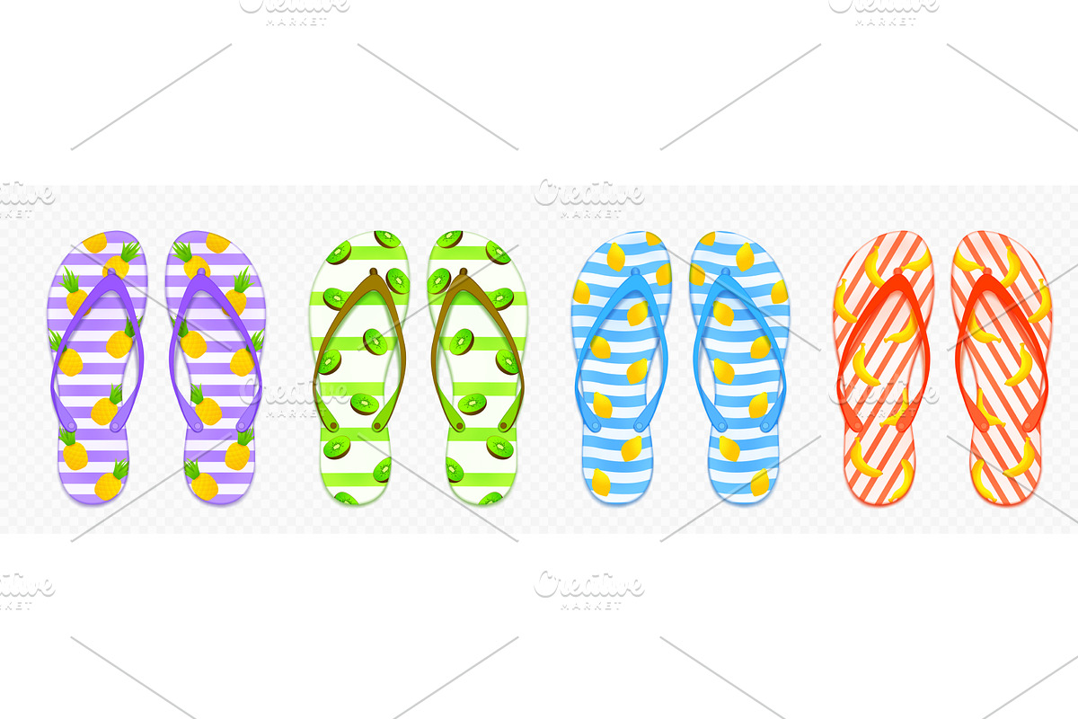 Colorful flip flops set isolated on, an Object Graphic by art PVP - market