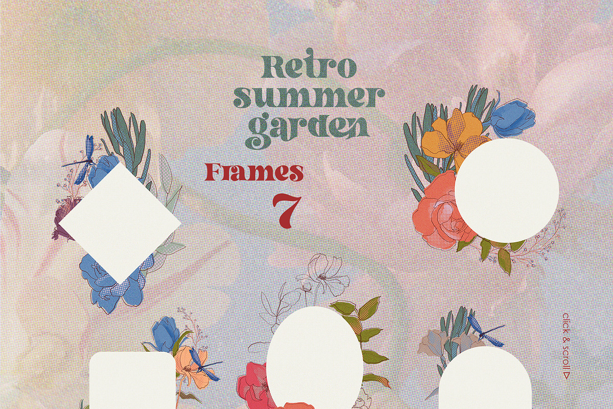 Retro Summer Garden. Floral collection