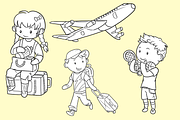 Kids Packing Digital Stamps, an Illustration by Keepin' It Kawaii