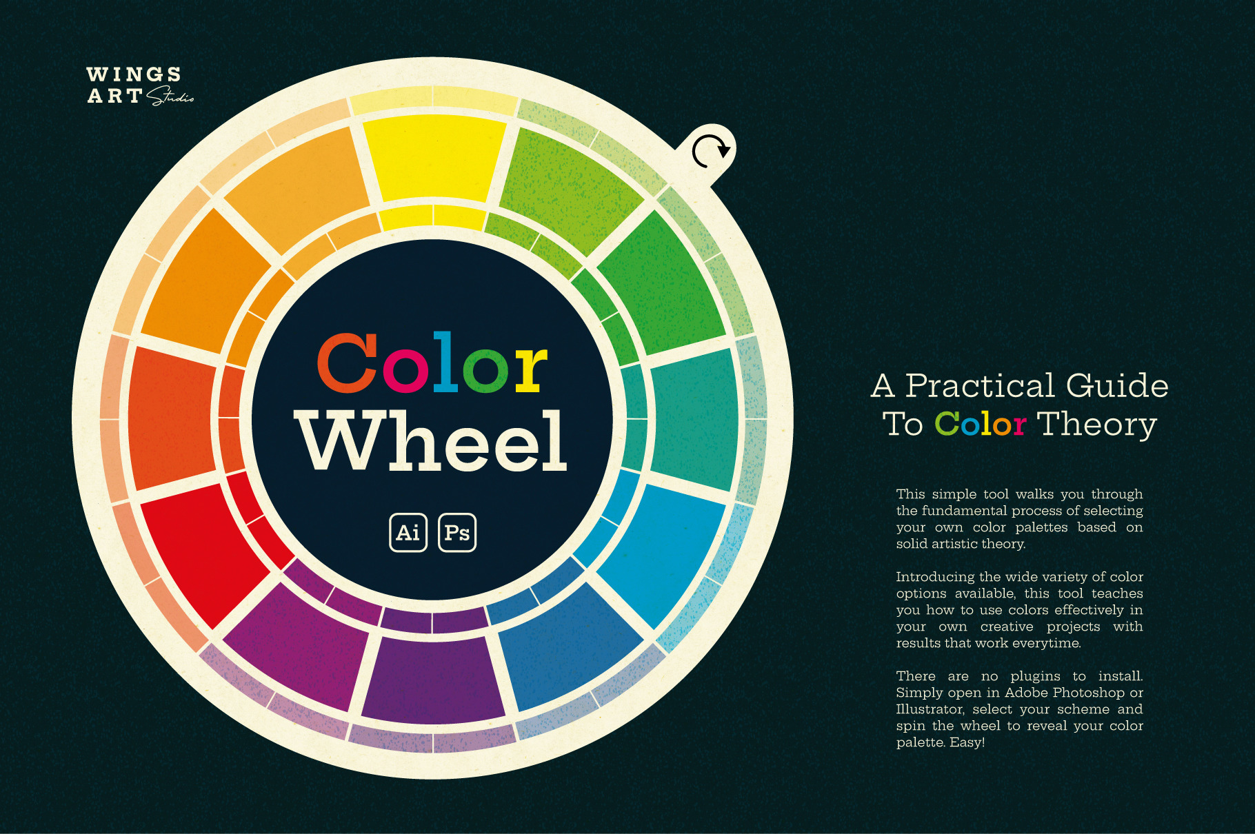 The Wing's Art Colour Wheel, an Illustration by Wingsart Studio