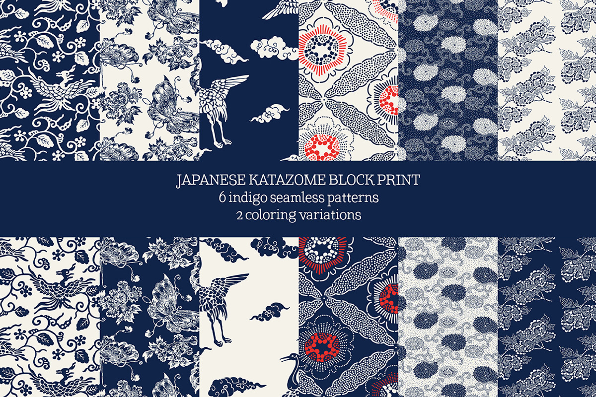 Blue Japanese Katazome Block Print, a Pattern Graphic by StabuLaRasa ...