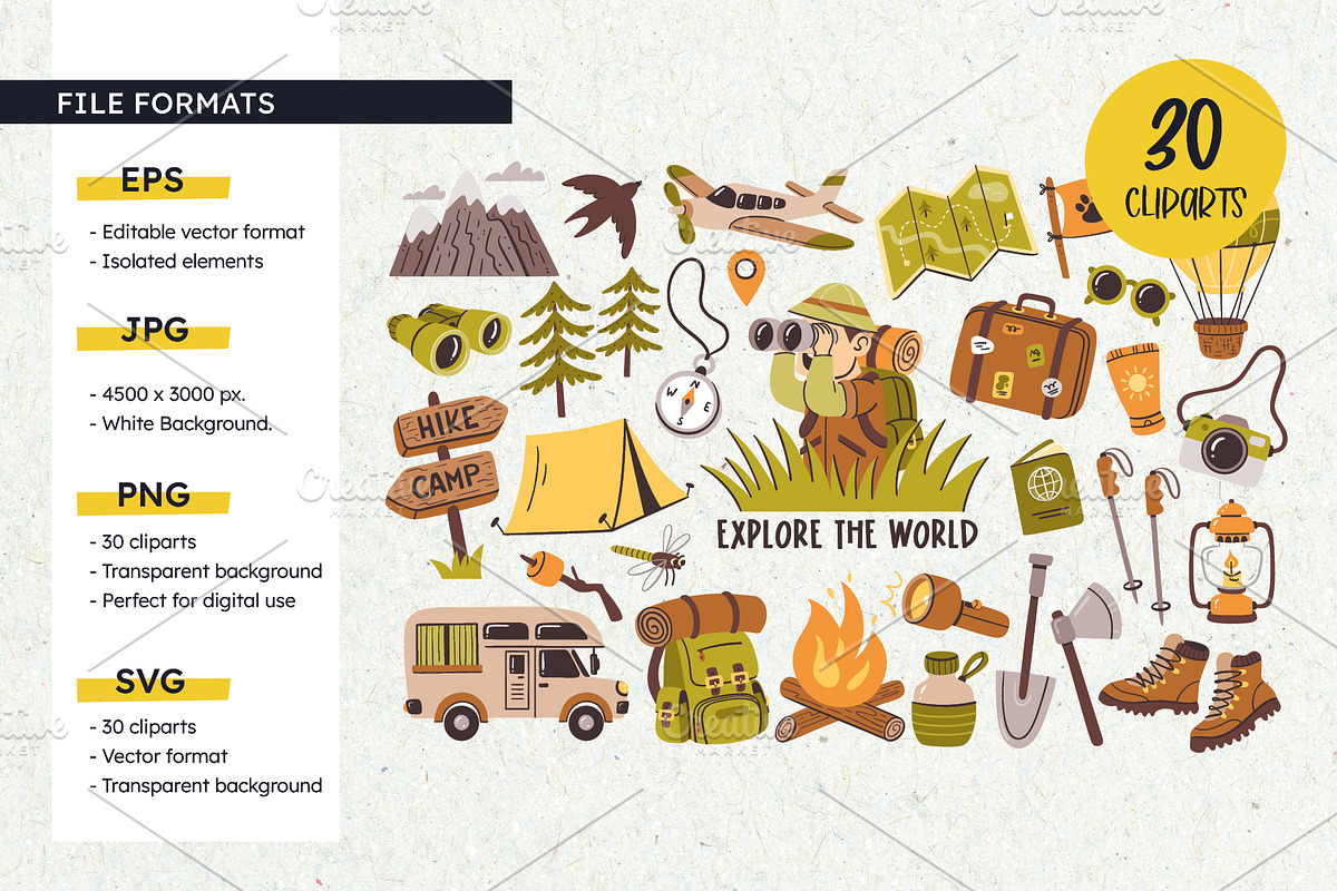 Wanderlust Adventure Vector Cliparts