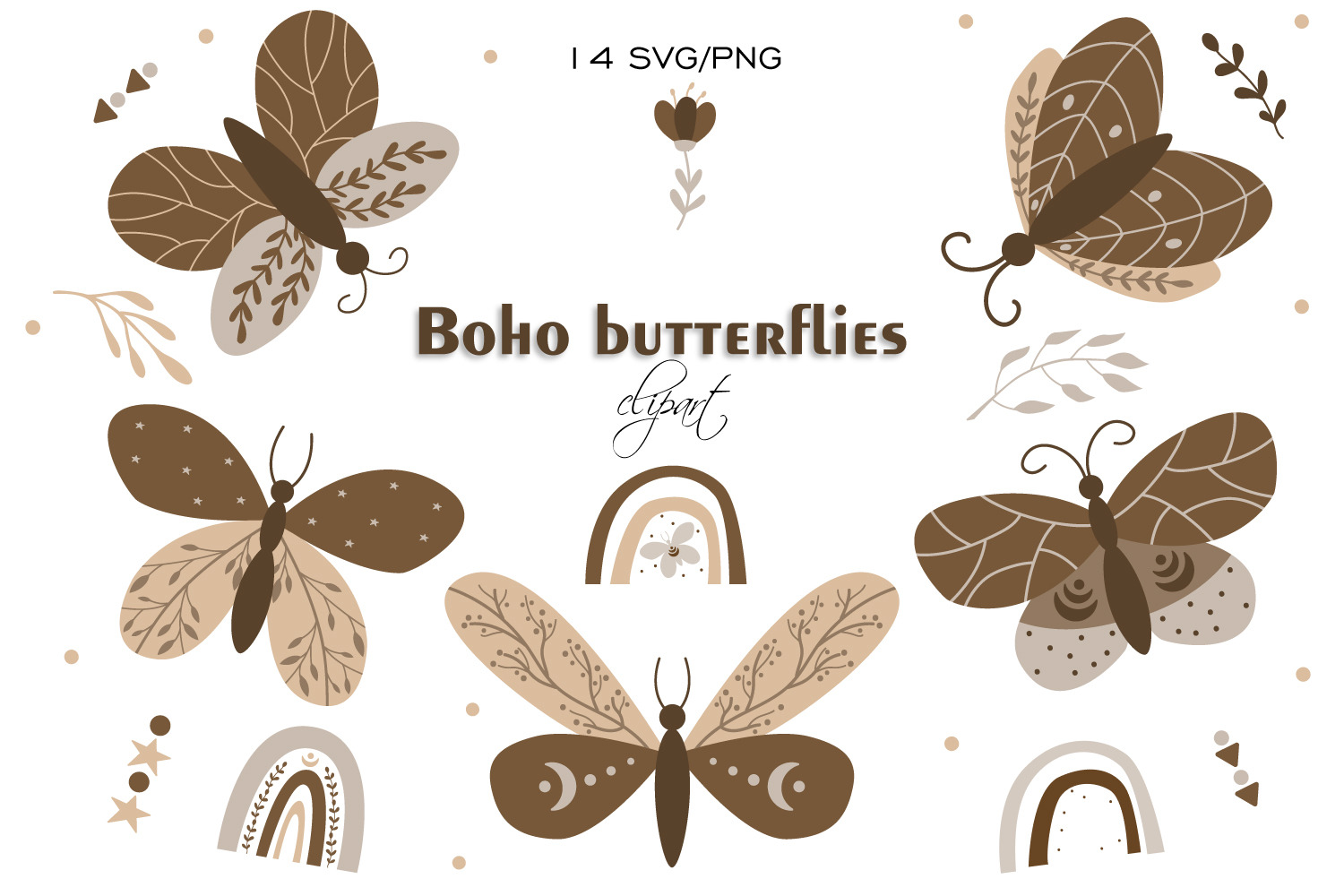 Bohemian butterflies clipart, an Animal Illustration by SleptArt