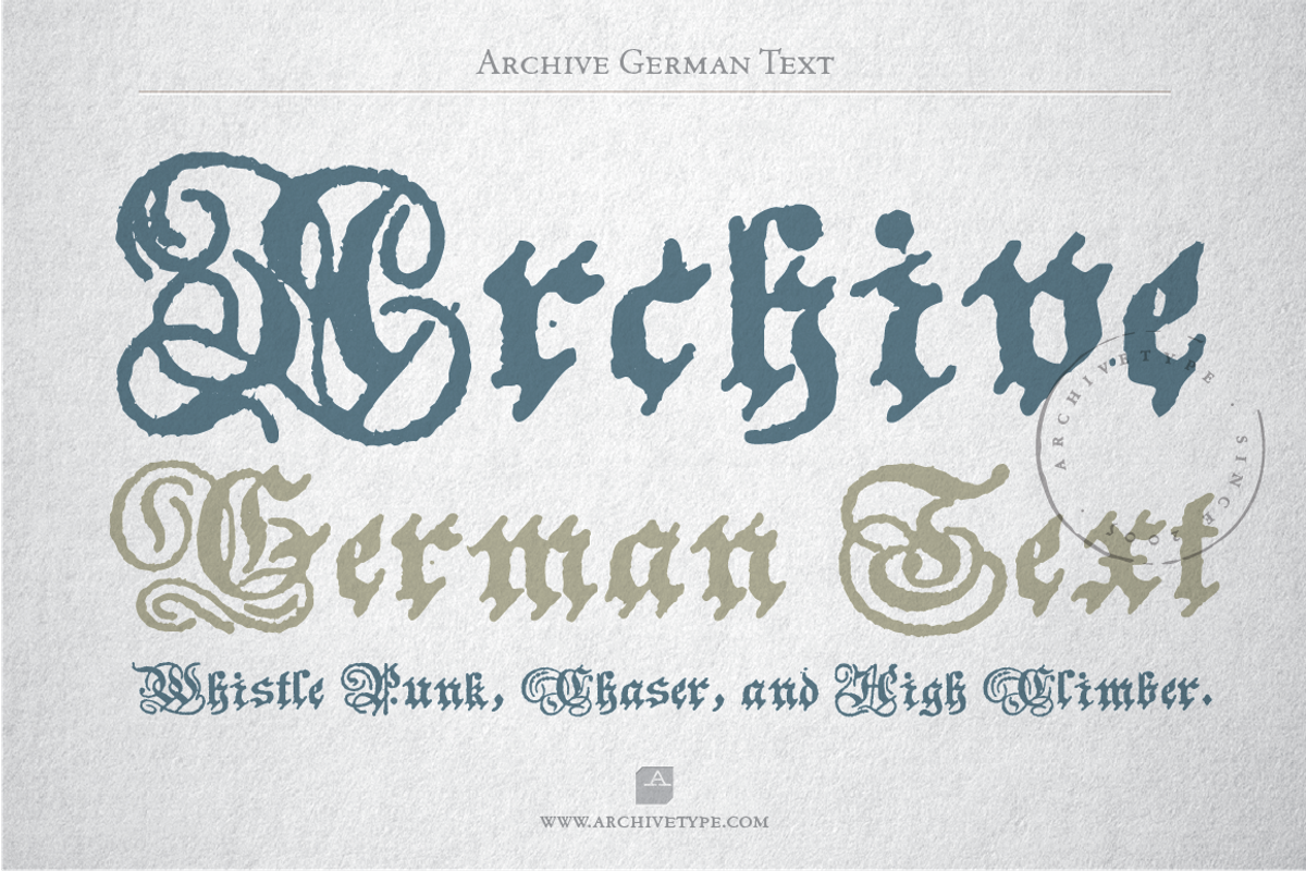 Archive German text, a Blackletter Font by Archive Type Fonts