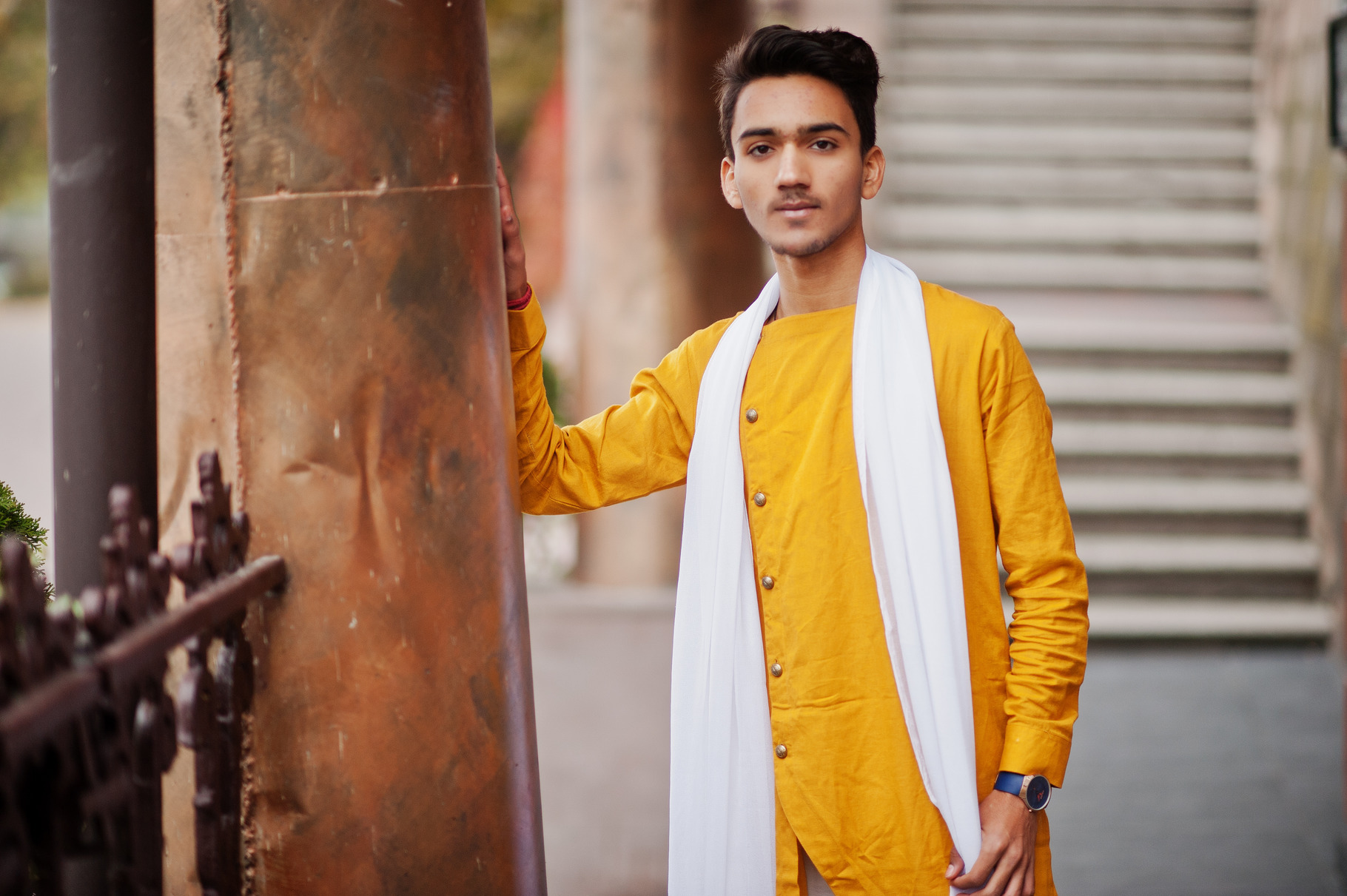 Indian stylish man in yellow traditi featuring adult, asian, and ...