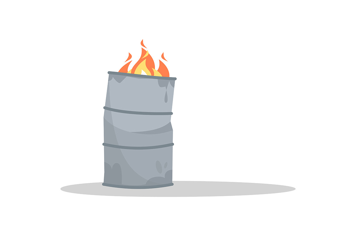 Fire in metal barrel illustration, an Object Illustration by bsd studio