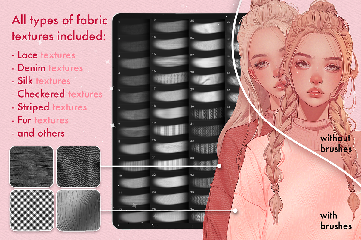 Fabric texture Procreate brushes, a Brush Add-On by Revabrush