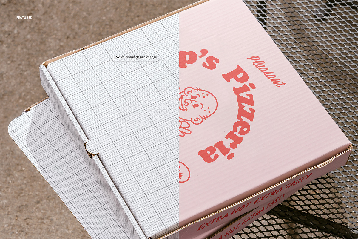 Pizza Box Mockup Set (outdoor), a Packaging Mockup by creatsy5 | Creative Market
