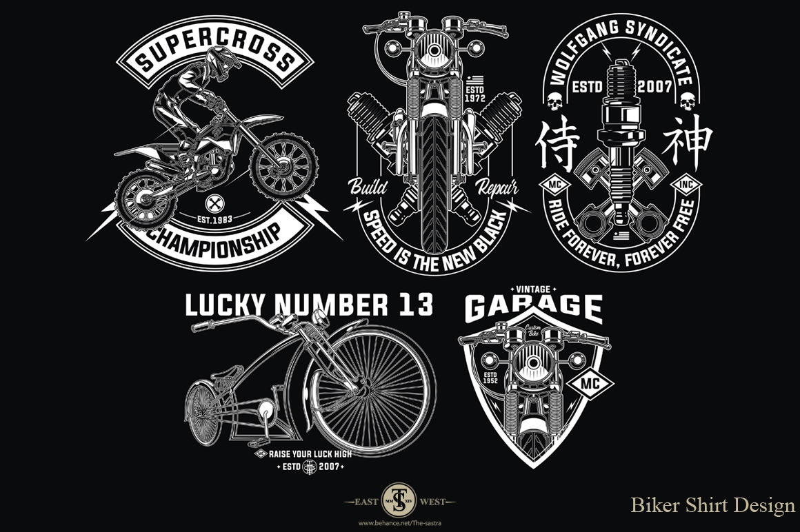 Biker Design Set, an Illustration by the-sastra