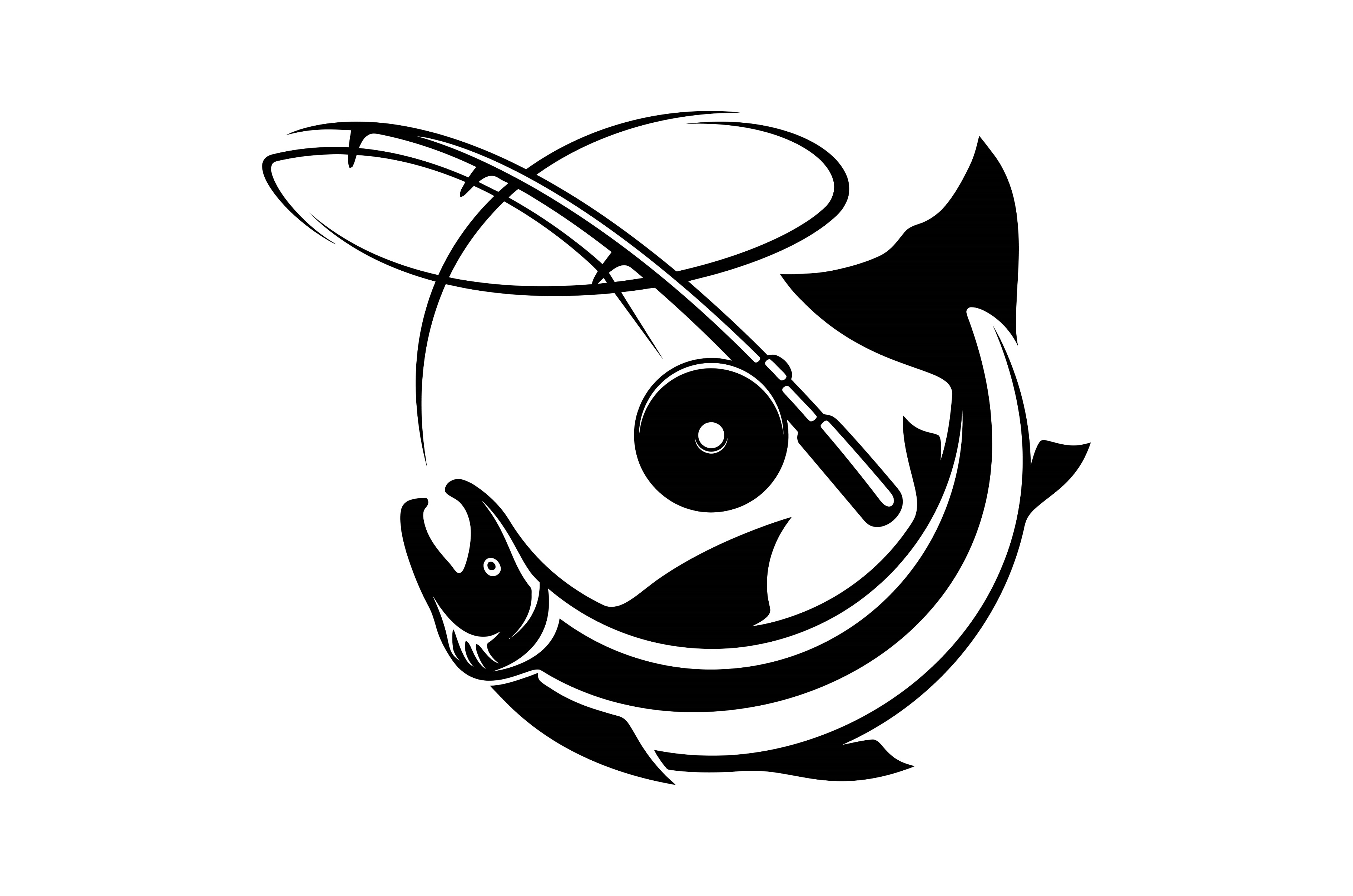 Salmon fish and fishing rod -, a Decorative Illustration by Digital ...