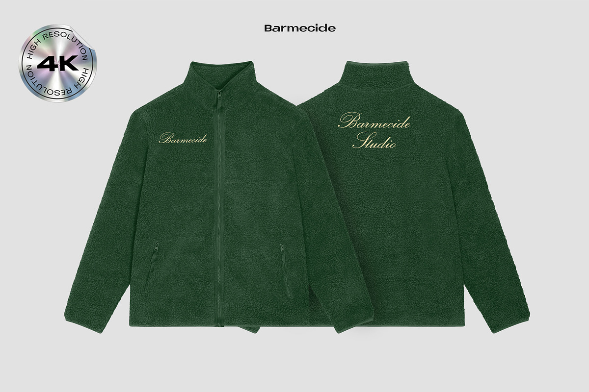 Zip-up Sherpa jacket mockup, an Apparel Mockup by Barmecide Mockup Studio