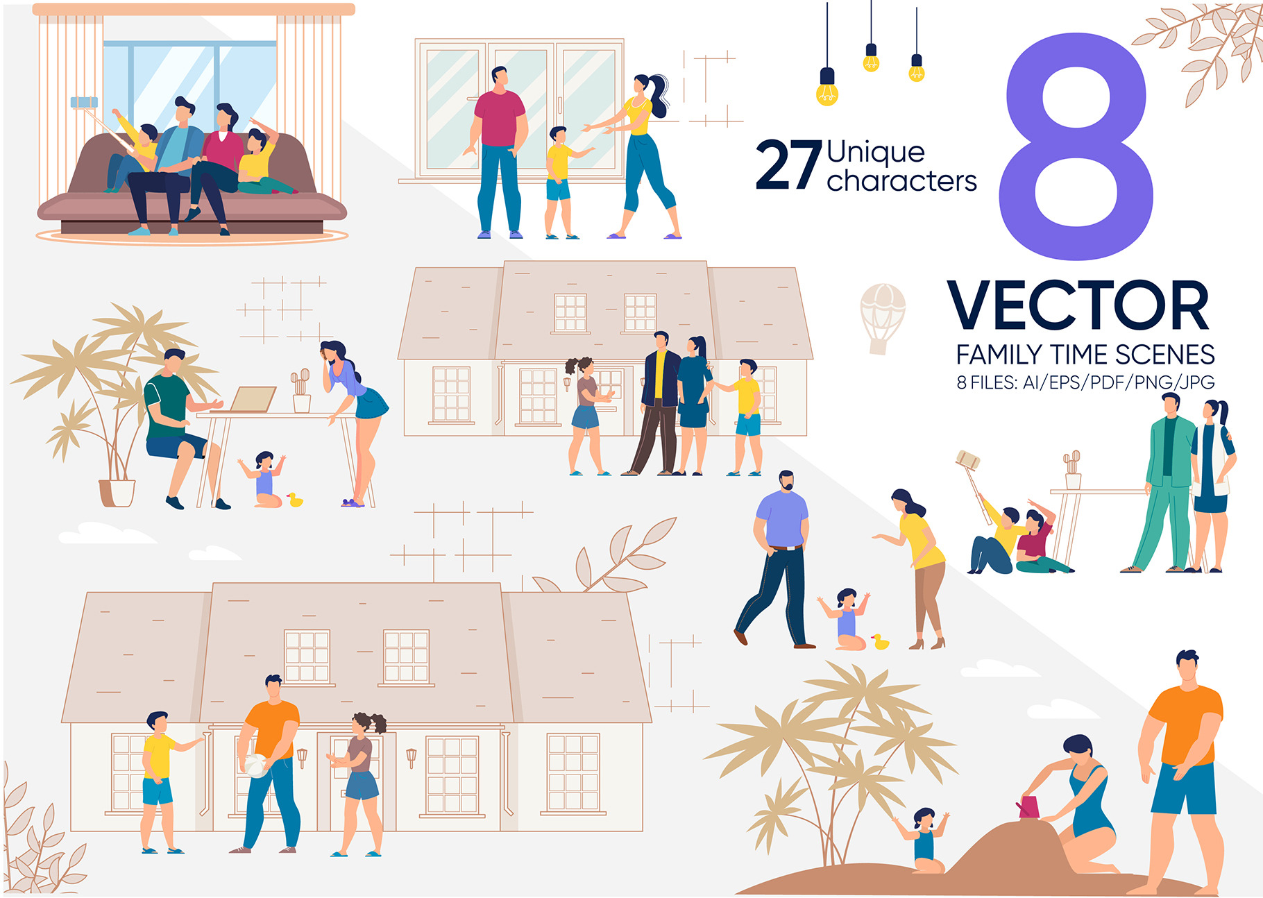 Family Time Vector Scenes, a Websites & App Template by Tera Vector
