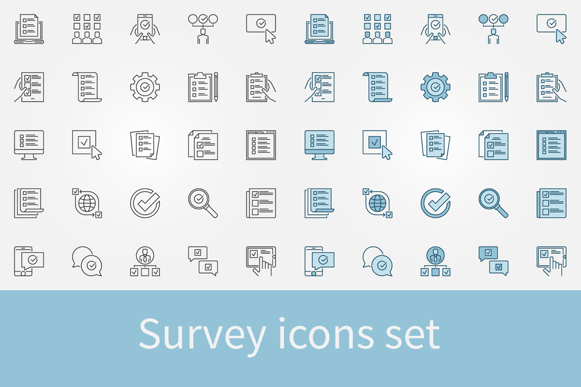 Survey vector icons set, an Outline Icon by Venomous Vector