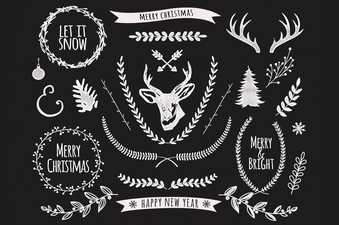 Chalkboard Christmas Clipart | Illustrations ~ Creative Market