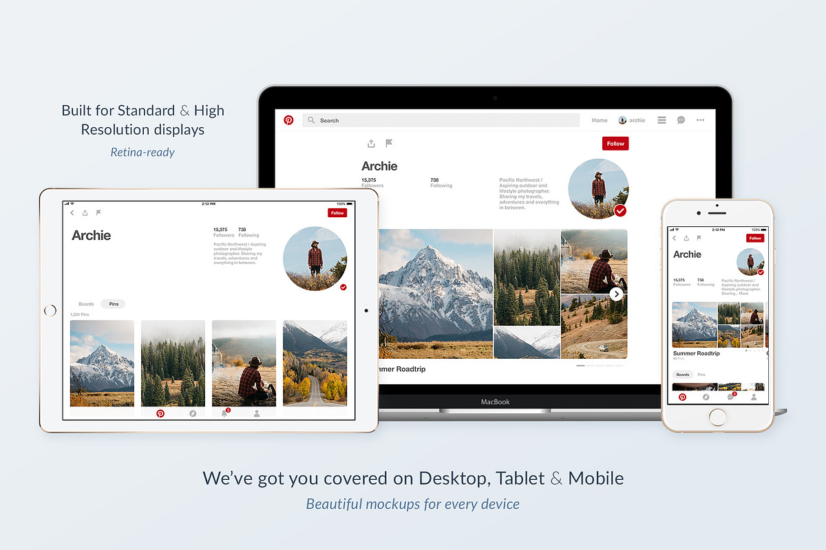 Pinterest Social Media Mockups Pack, a Social Media Template by Poego ...