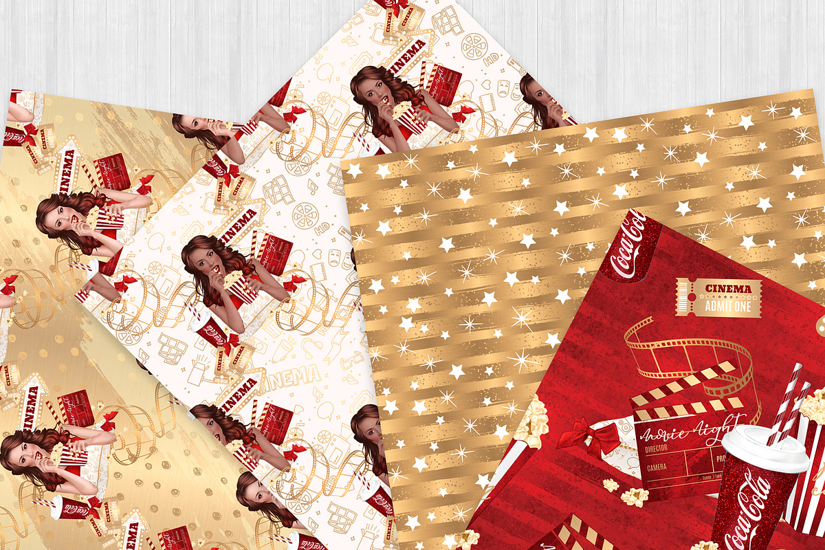 Movie Night Paper Pack, a Pattern Graphic by Frou Fou Craft