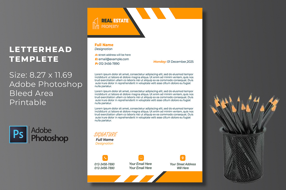 Printable Letterhead Template PSD