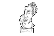 broken head of statue sketch, an Object Illustration by AlexArt