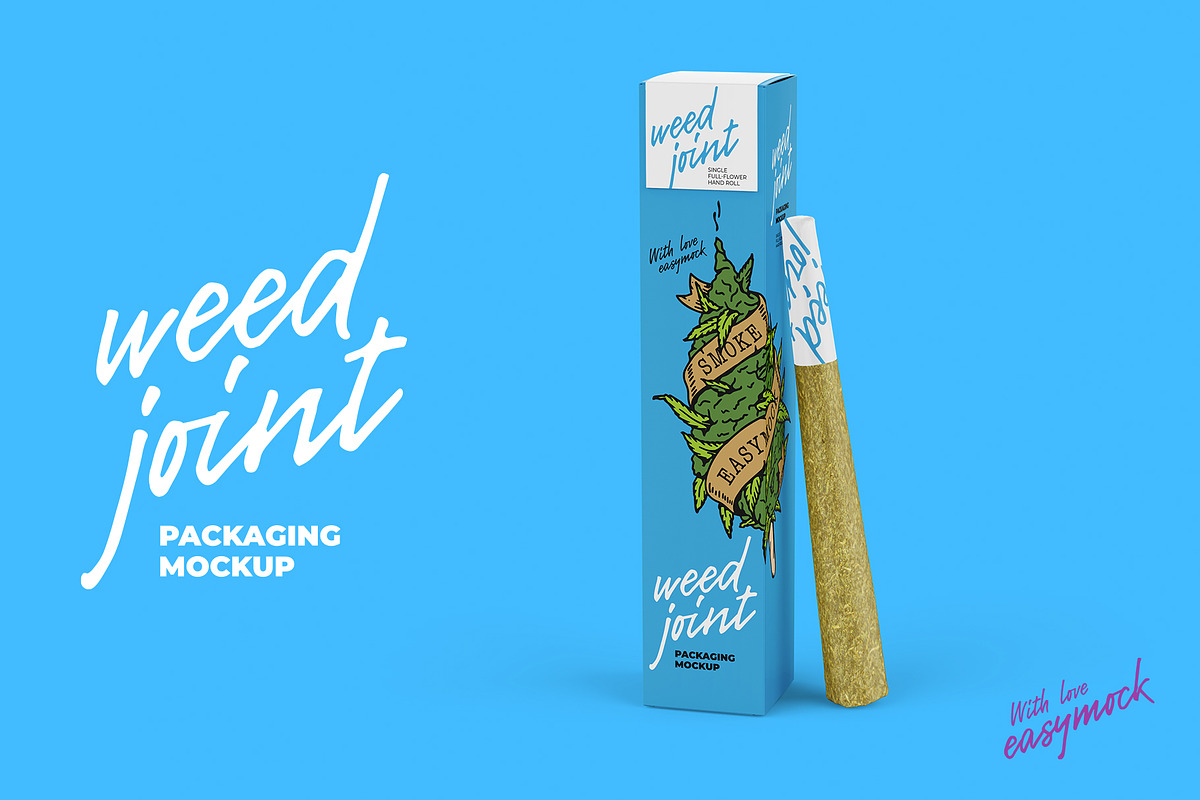 Weed Joint Pre-Roll Packaging Mockup, a Product Mockup by easymock 2