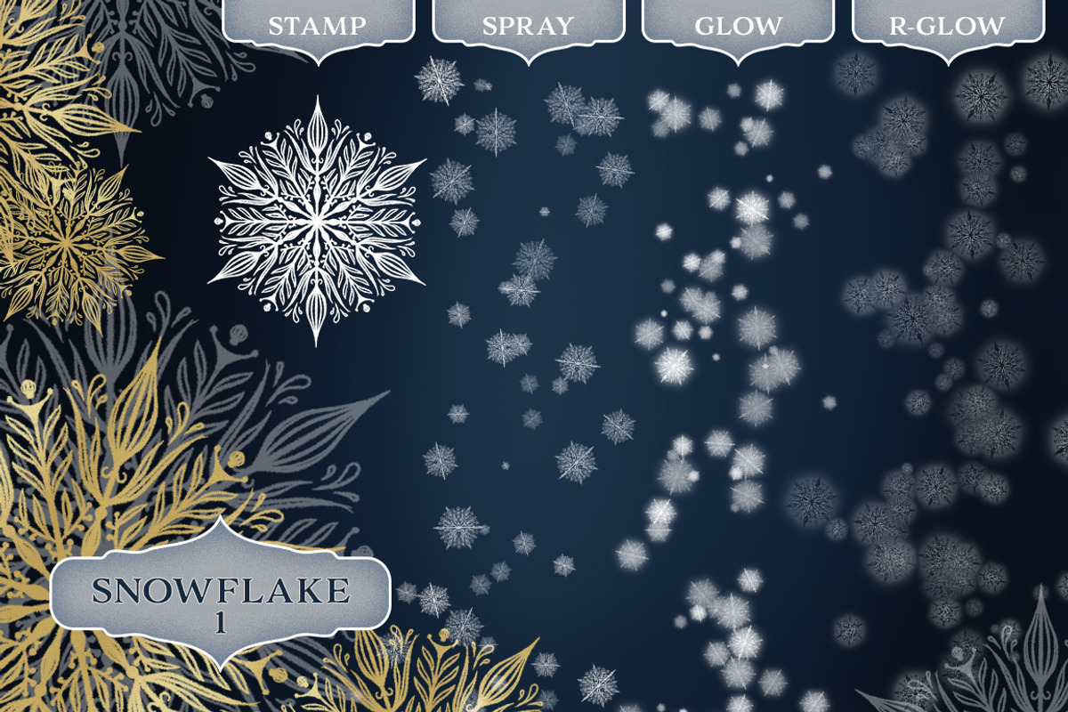 Big Snowflake Brushset for Procreate, a Brush Add-On by Wonderbox Creative