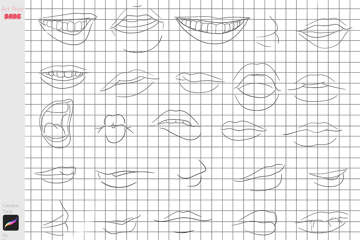 Procreate Man Mouth Male Lips Stamps, a Brush Add-On by ArtPrintBabe