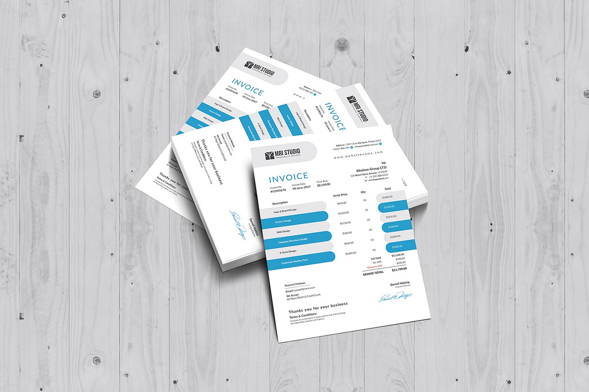 Professional Invoice Template, a Stationery Template by MRI STUDIO