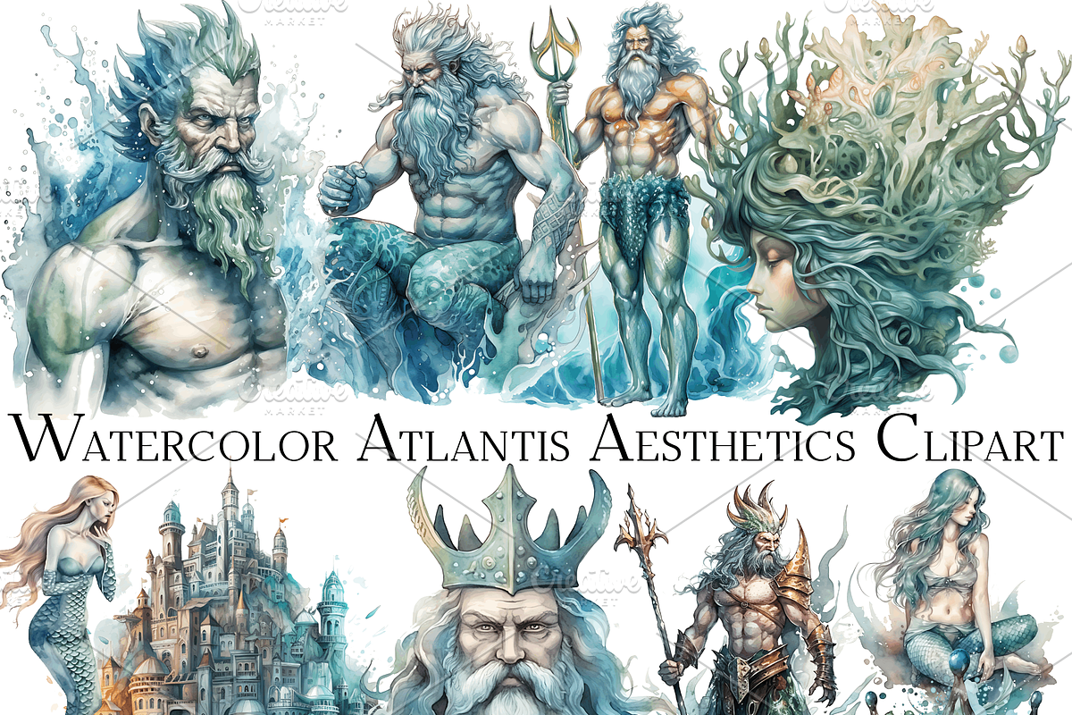 Watercolor Atlantis Elements Clipart, an Object Graphic by ...