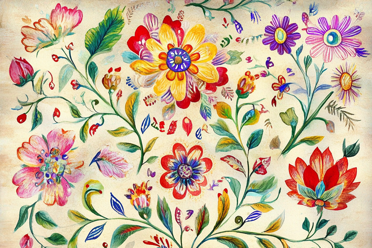 Vintage floral embroidery pattern