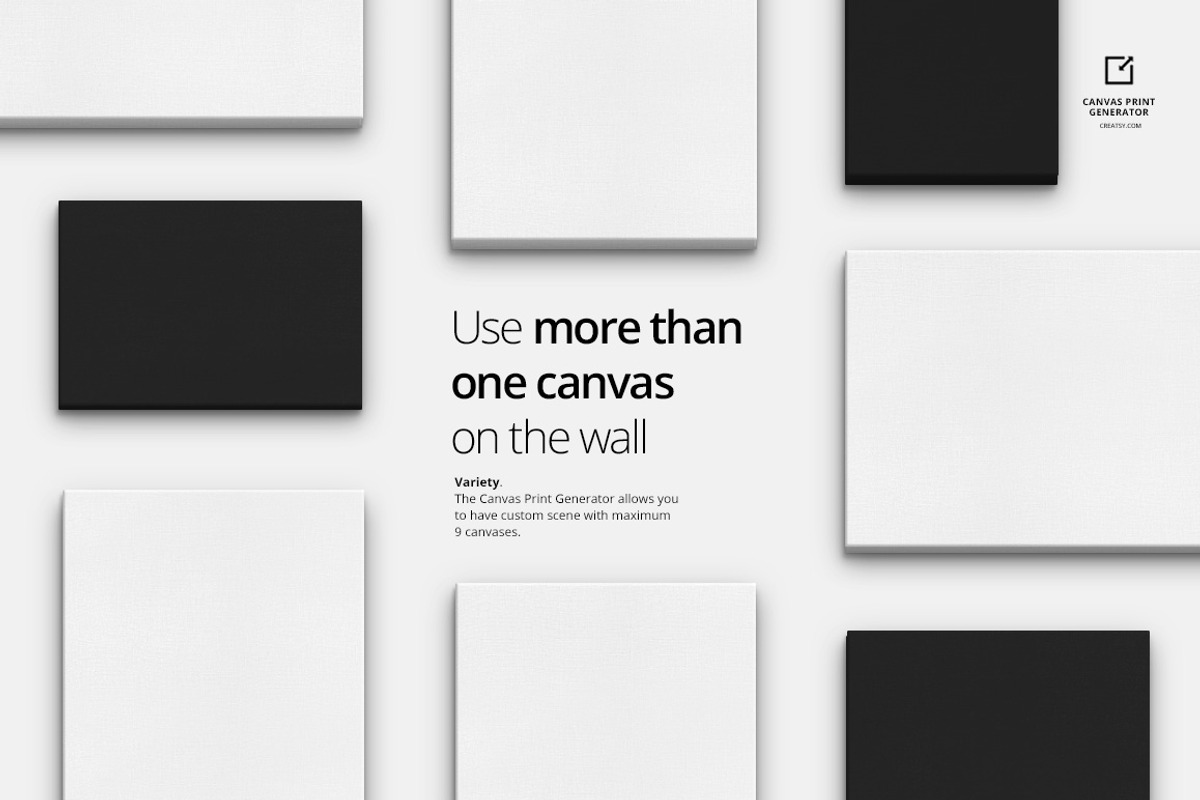 Canvas Print Generator Mockup Set, a Print Template by Creatsy