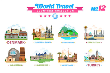 World Travel Countries Collection 1, an Illustration by Sentavio