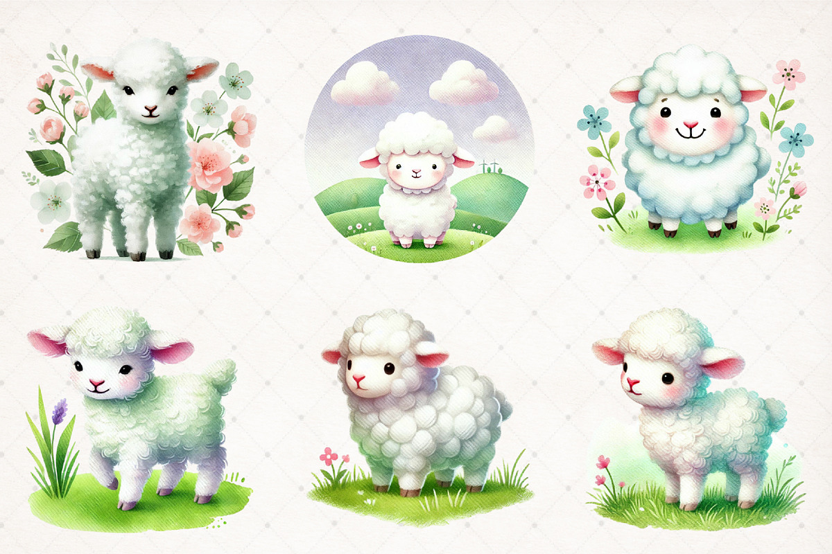 Cute Spring Lamb Clipart Sheep PNG, an Illustration by SinaCreation