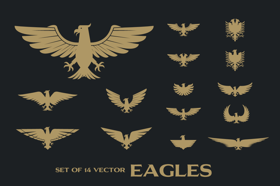 14 Vector Eagles, an Object Graphic by Damien