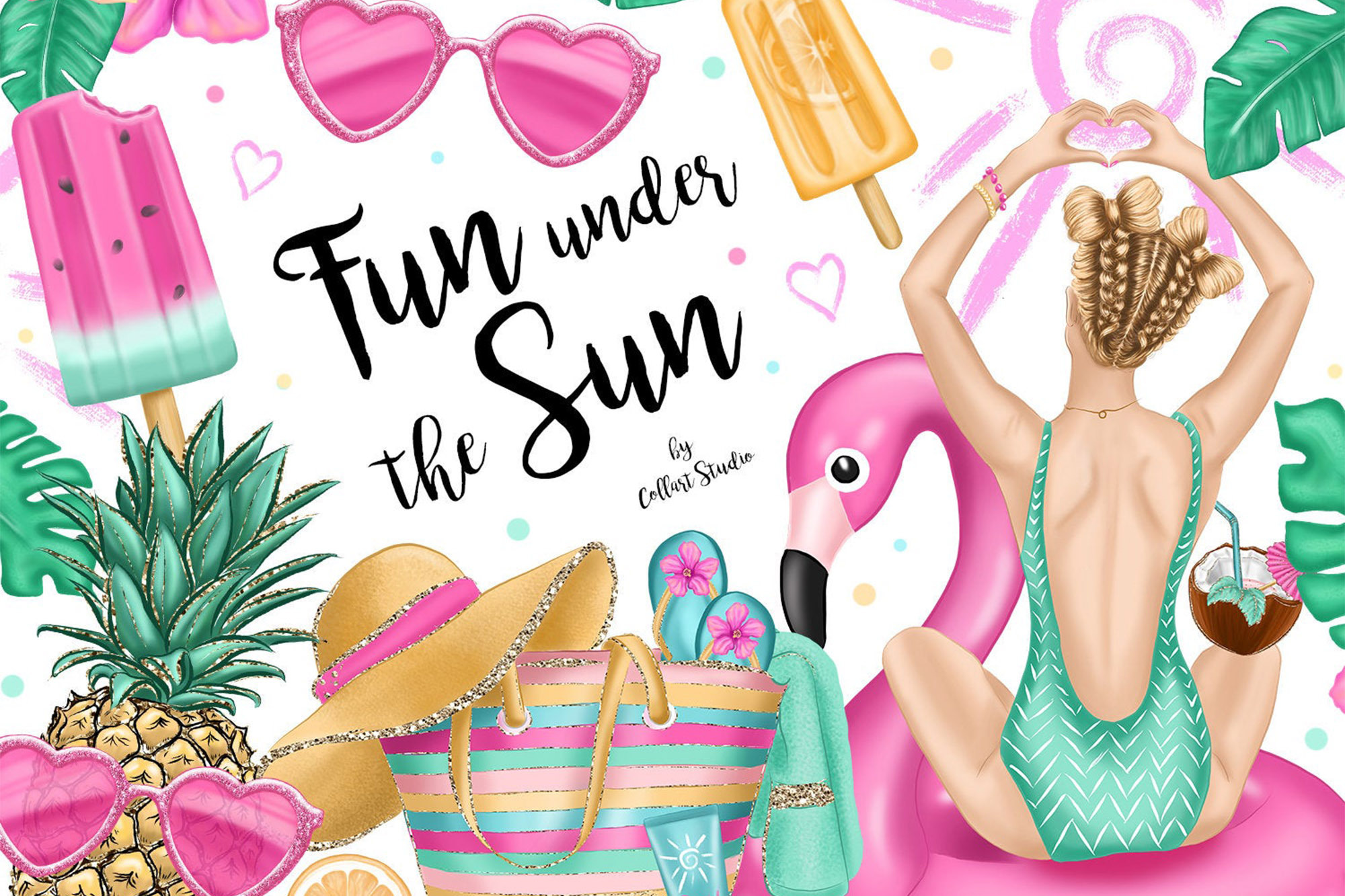 Summer Clipart Summer Fashion beach, an Illustration by Collart Studio