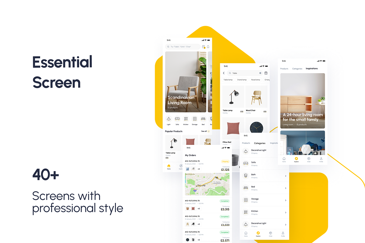 Interio Ecommerce Furniture App, an UI Kit Template by Sans Design